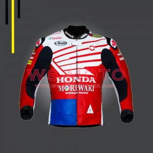 HONDA CBR REAL LEATHER MOTORBIKE JACKET MEN MOTORCYCLE RACING CE ARMORS ...
